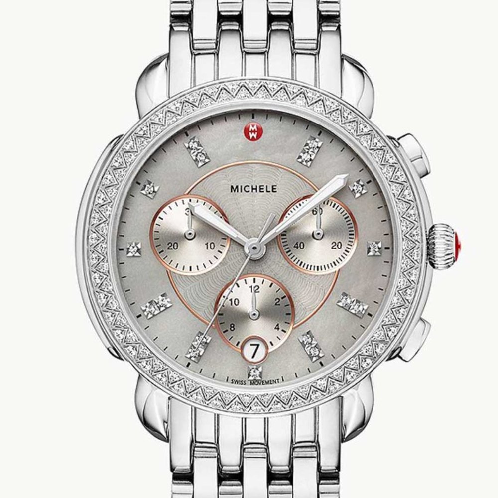 Michele Sidney Diamond Chronograph Mop Diamond Dial W… - Gem